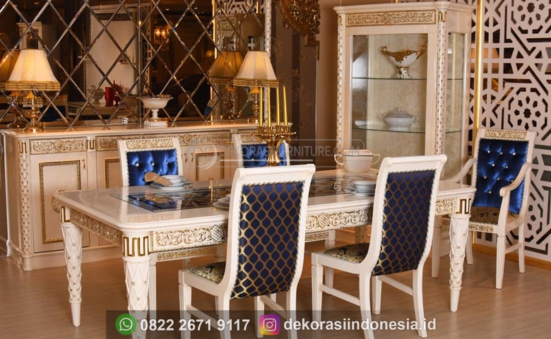 Meja Makan Mewah Klasik Artemis Vitray - Furniture Jepara Mewah Berkualitas