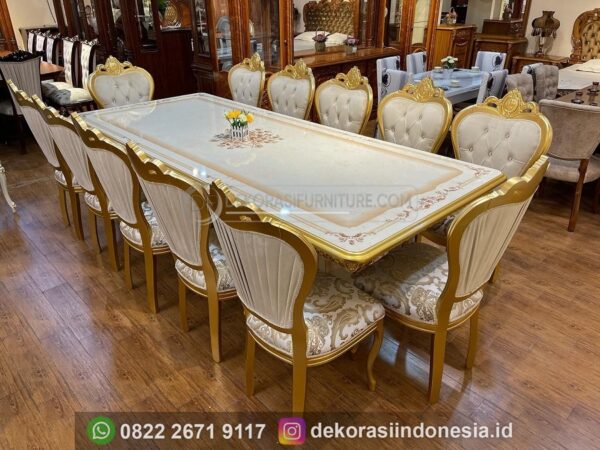 Meja Makan Mewah Round Chake Gold Duco - Furniture Jepara Mewah Berkualitas