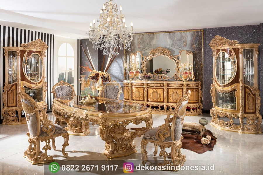 Meja Makan Mewah Motif Eksotis Odalar - Furniture Jepara Mewah Berkualitas