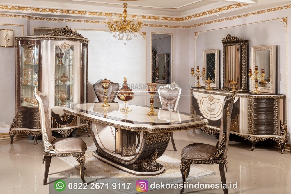 Meja Makan Mewah Marmer Asli Desain Klasik Seden - Furniture Jepara ...